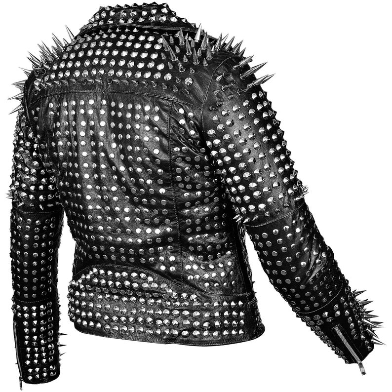 Handmade Studded Leather Jacket: Women Black Spiked Punk Style Coat - Etsy