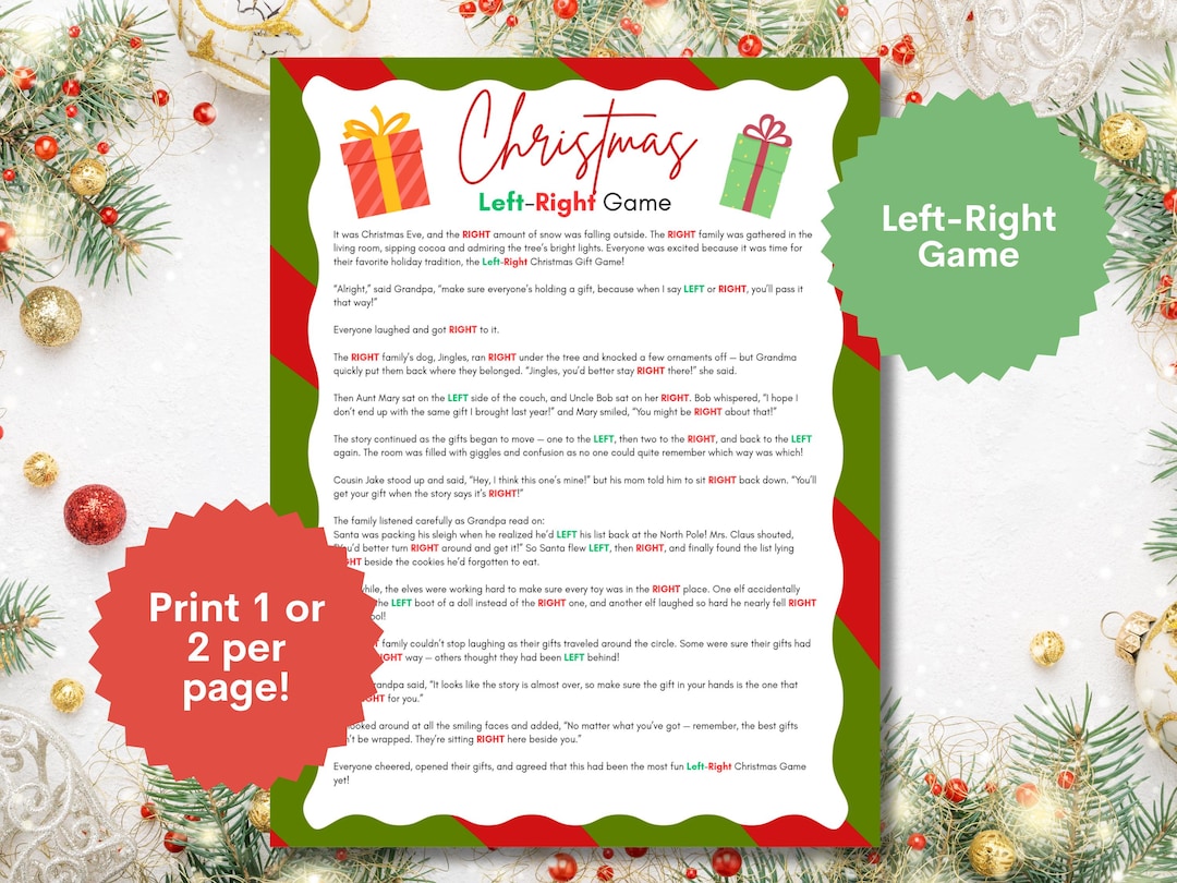 Christmas Left Right Game Printable, Festive Holiday Party Game ...