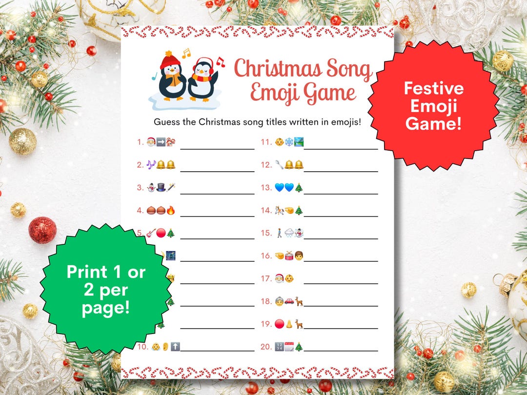 Christmas Song Emoji Game: Emoji Pictionary, Festive Holiday Classroom ...