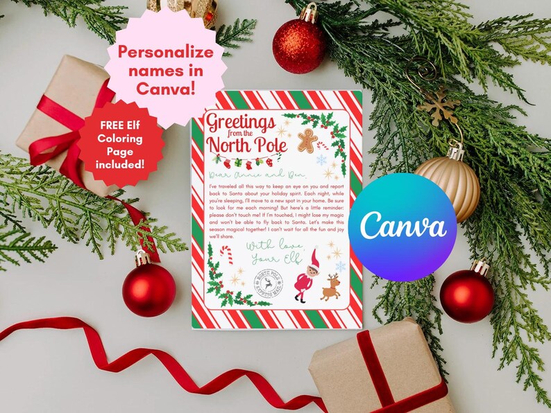 Elf Arrival and Farewell Letter Bundle Editable Canva Template ...