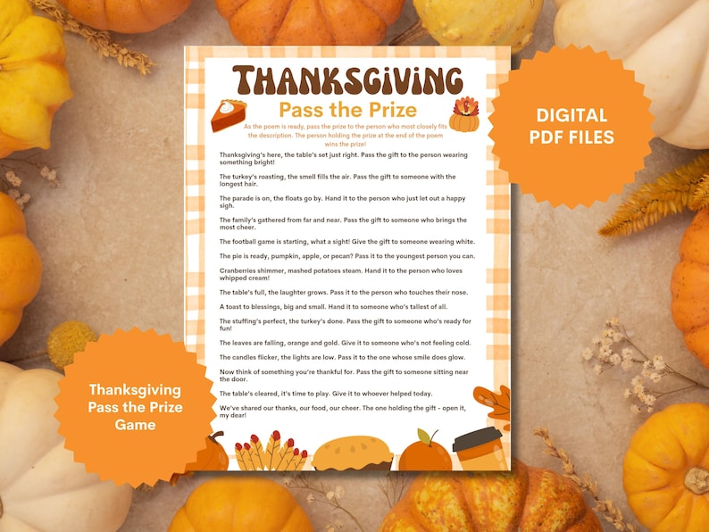 Thanksgiving Pass the Prize Game: Festive Autumn/fall Holiday Game ...