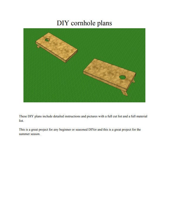DIY Cornhole Plans Set, Backyard Game Instructions, Bean Bag Toss Board ...