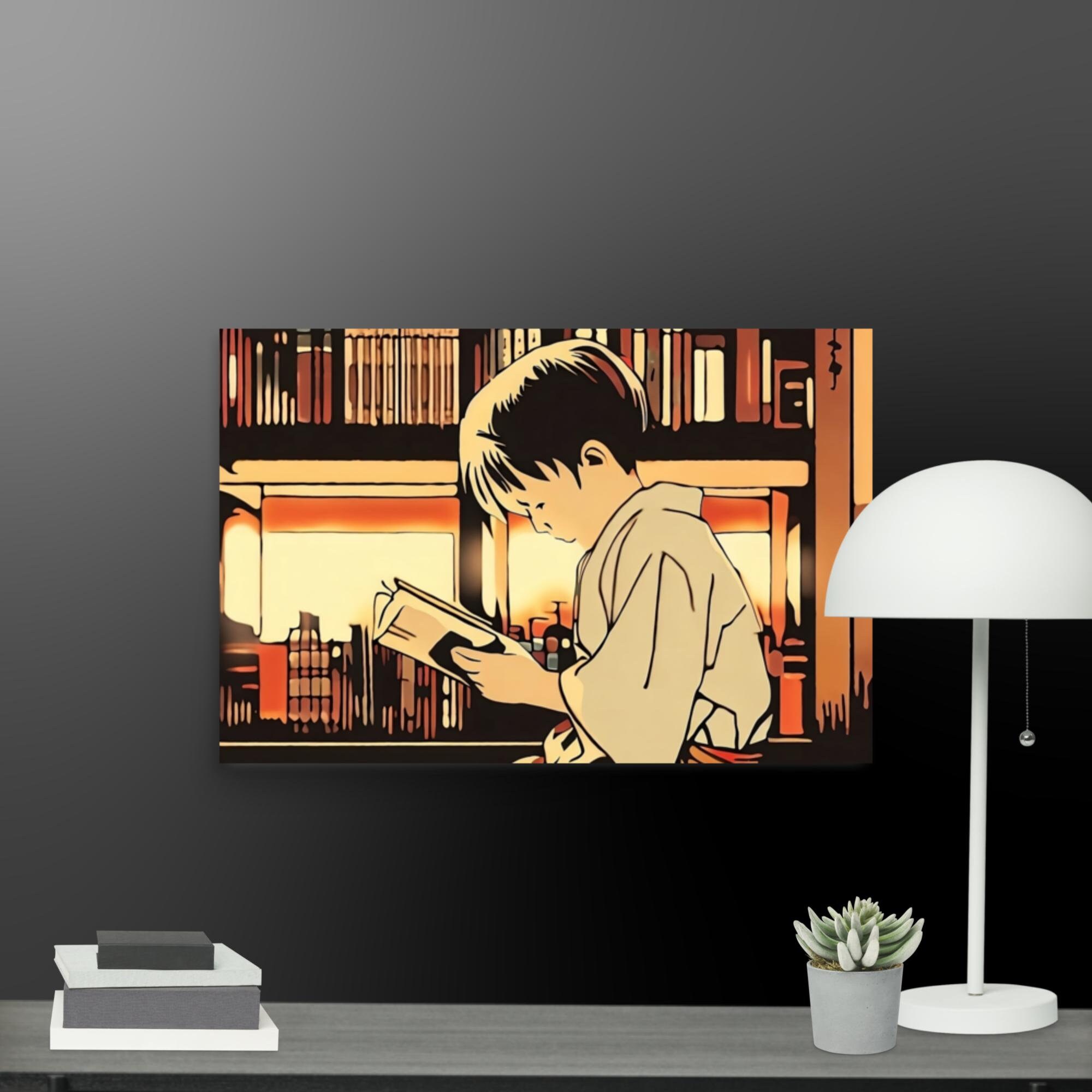 Japanese Poster Boy Reading in Library by Grindtherapy - Etsy