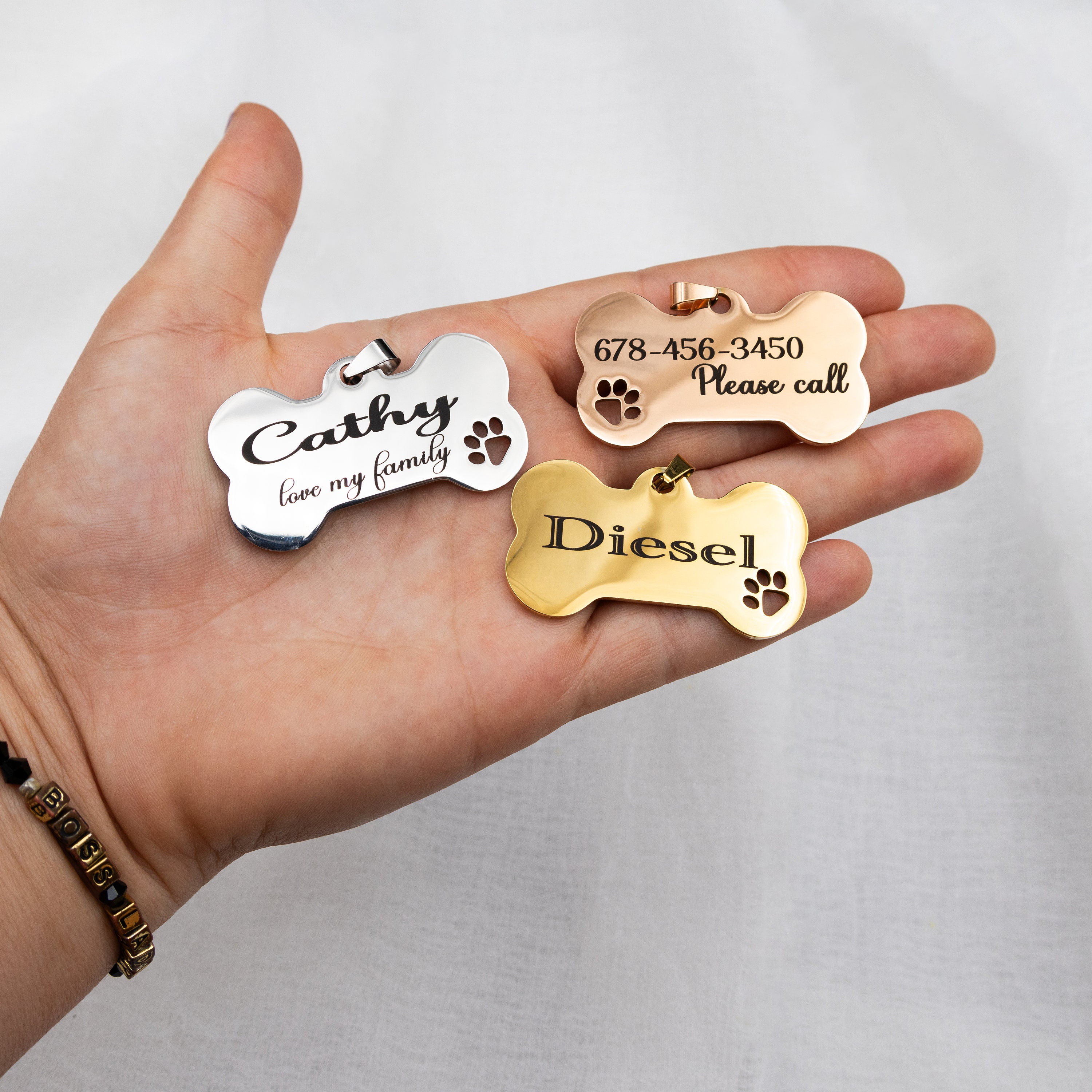 Bone Dog Tag Dog Name Tag Personalized for Dog Gift for Puppy Pet Name ...