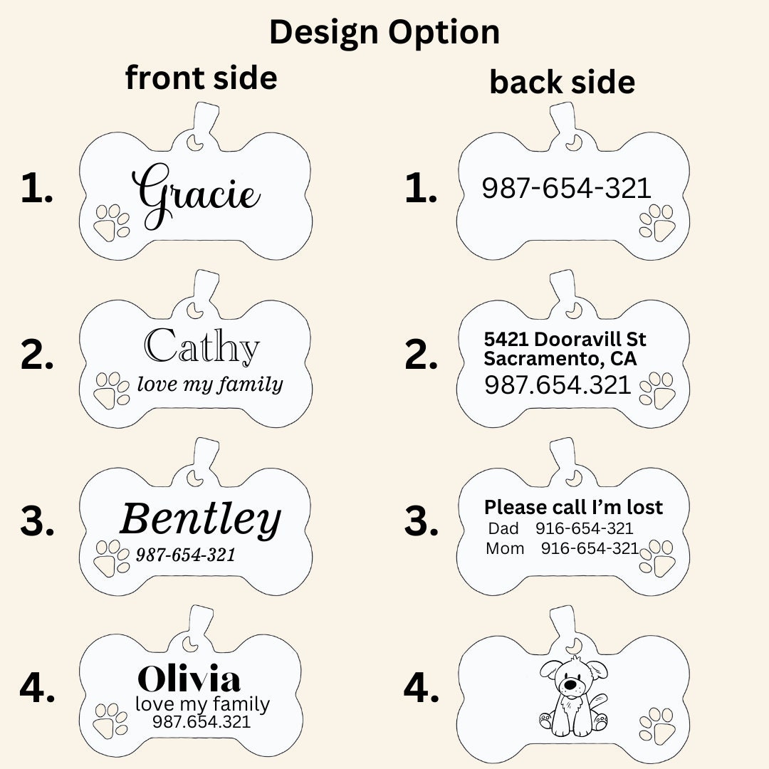 Bone Dog Tag Dog Name Tag Personalized for Dog Gift for Puppy Pet Name ...