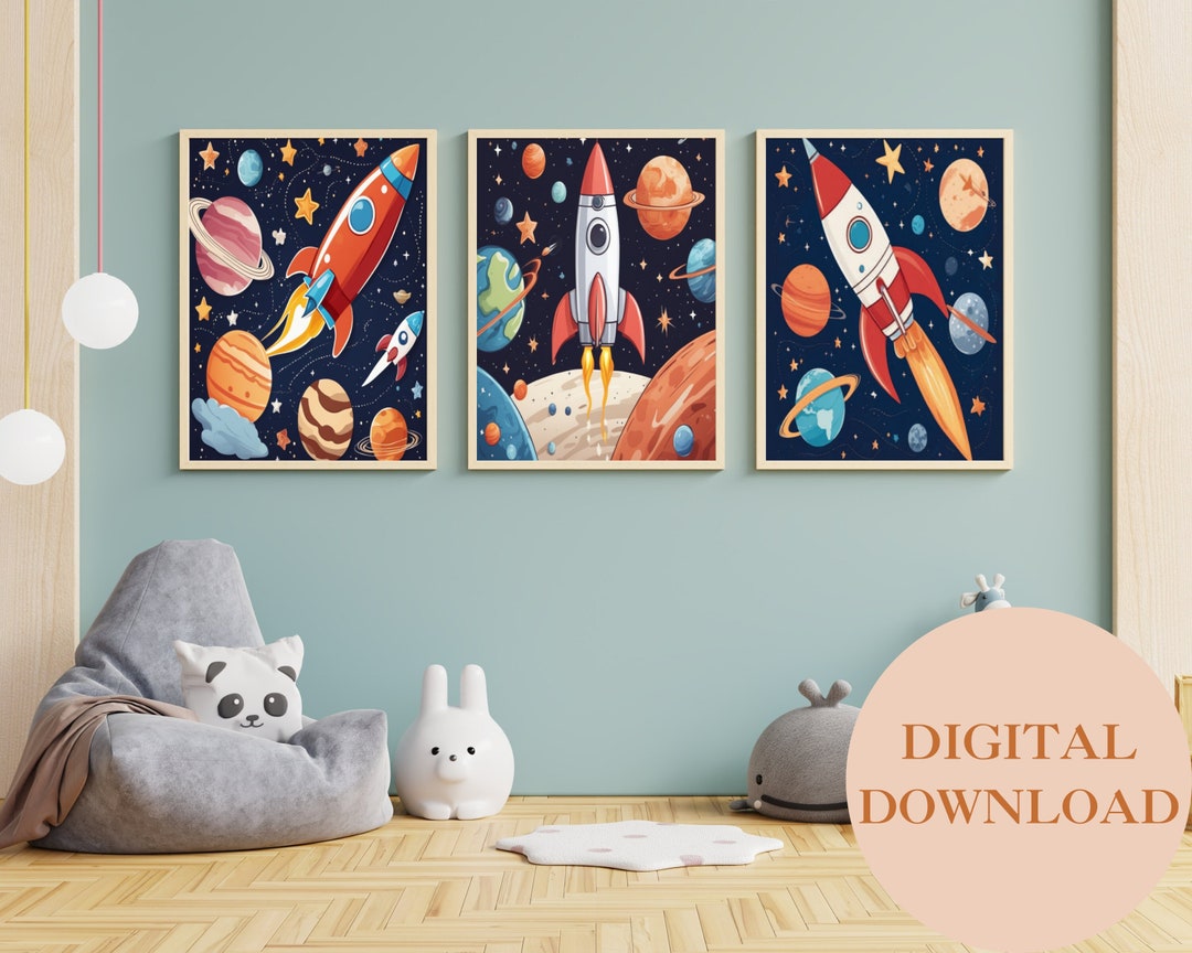 Rocket Posters for Kids 3set Space Decor Rocket Planets - Etsy