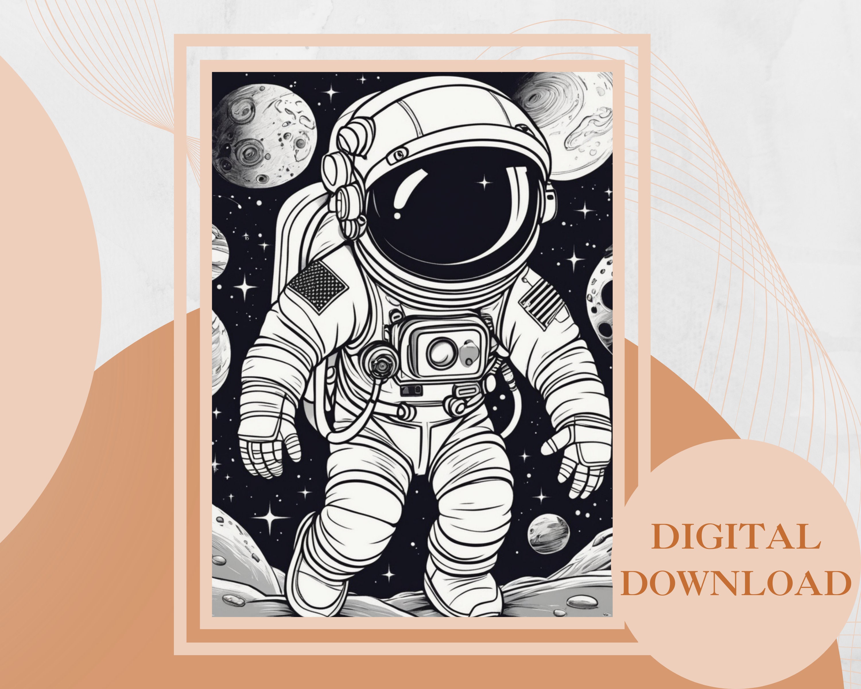 Astronaut Poster Black and White, Space Art for Kids, Space Decor ...