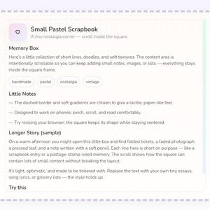 Pastel Card Web Page Template - CSS, HTML, Neocities Downloadable File ...
