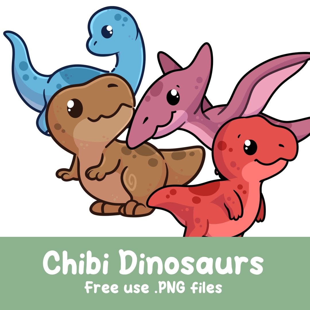 Chibi Dinosaurs - Digital Assets Files, PNG Images, Clipart, Commercial ...
