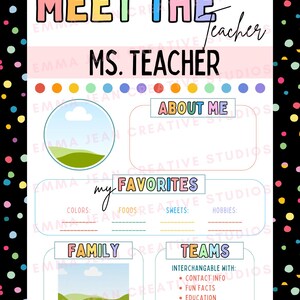 Black and Bright Meet the Teacher Poster - Etsy