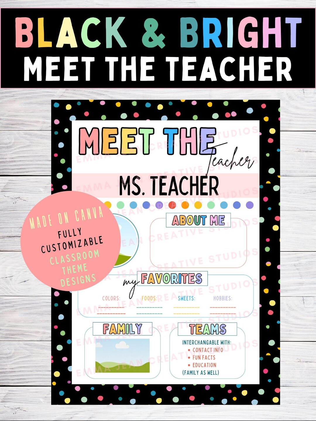 Black and Bright Meet the Teacher Poster - Etsy