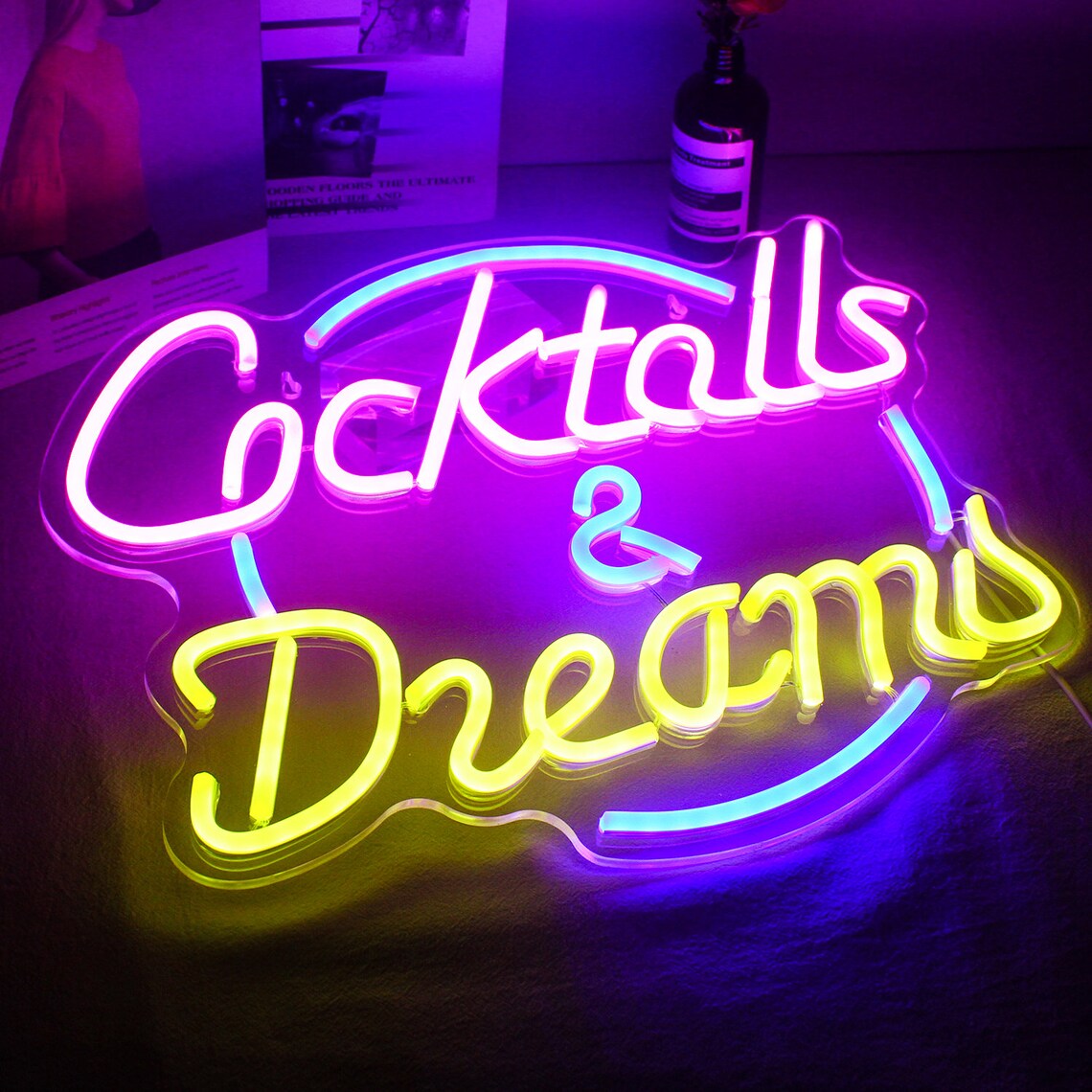 Cocktails & Dreams Neon Sign Bar Neon Sign LED Neon Sign Custom Bar ...