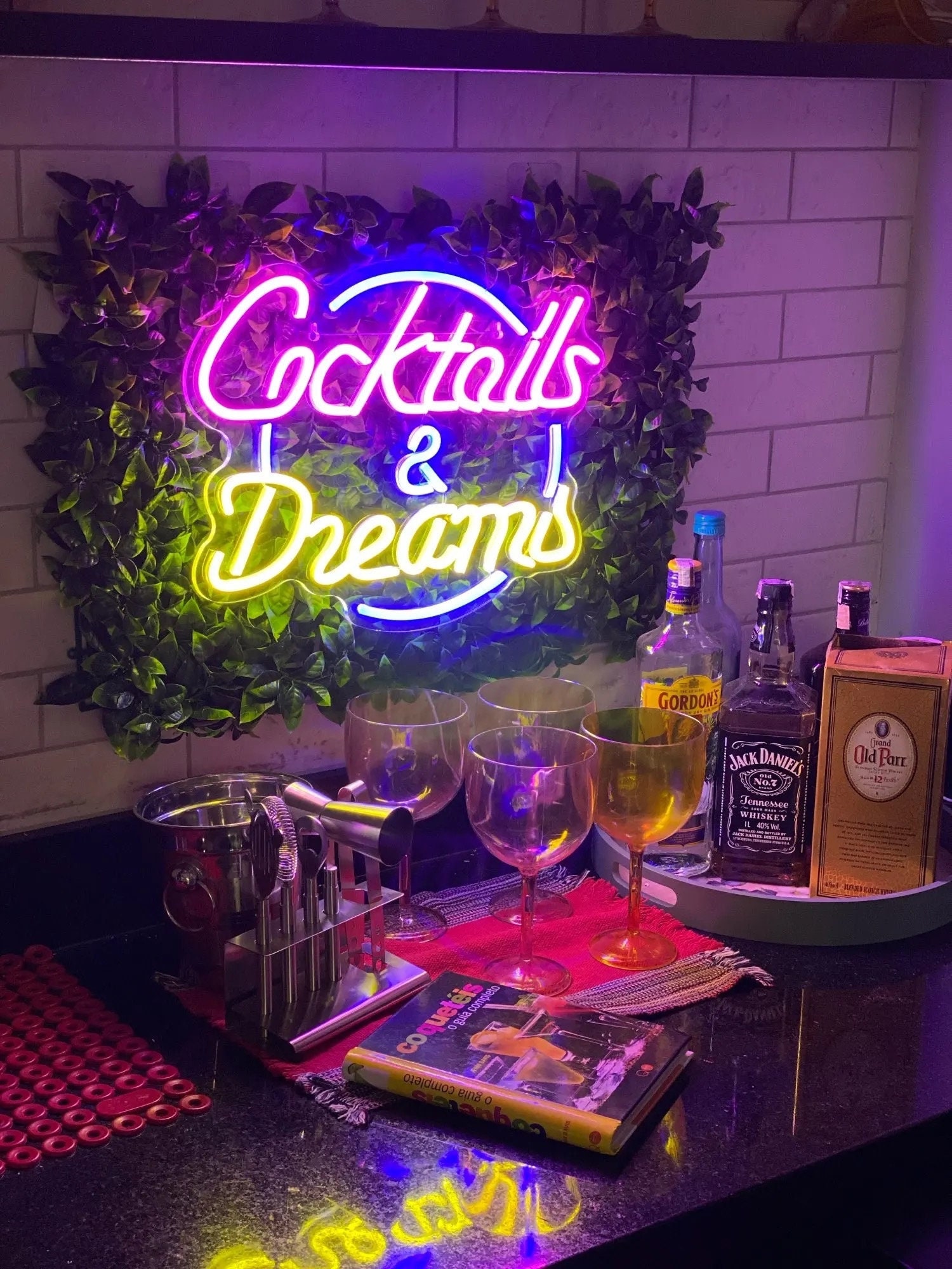 Cocktails & Dreams Neon Sign Bar Neon Sign LED Neon Sign Custom Bar ...