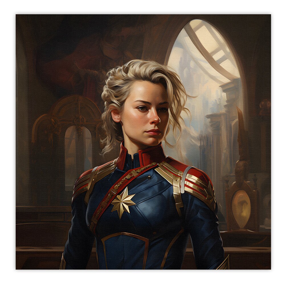 Classic Oil Painting Carol Danvers Captain Marvel Inspired Framed ...