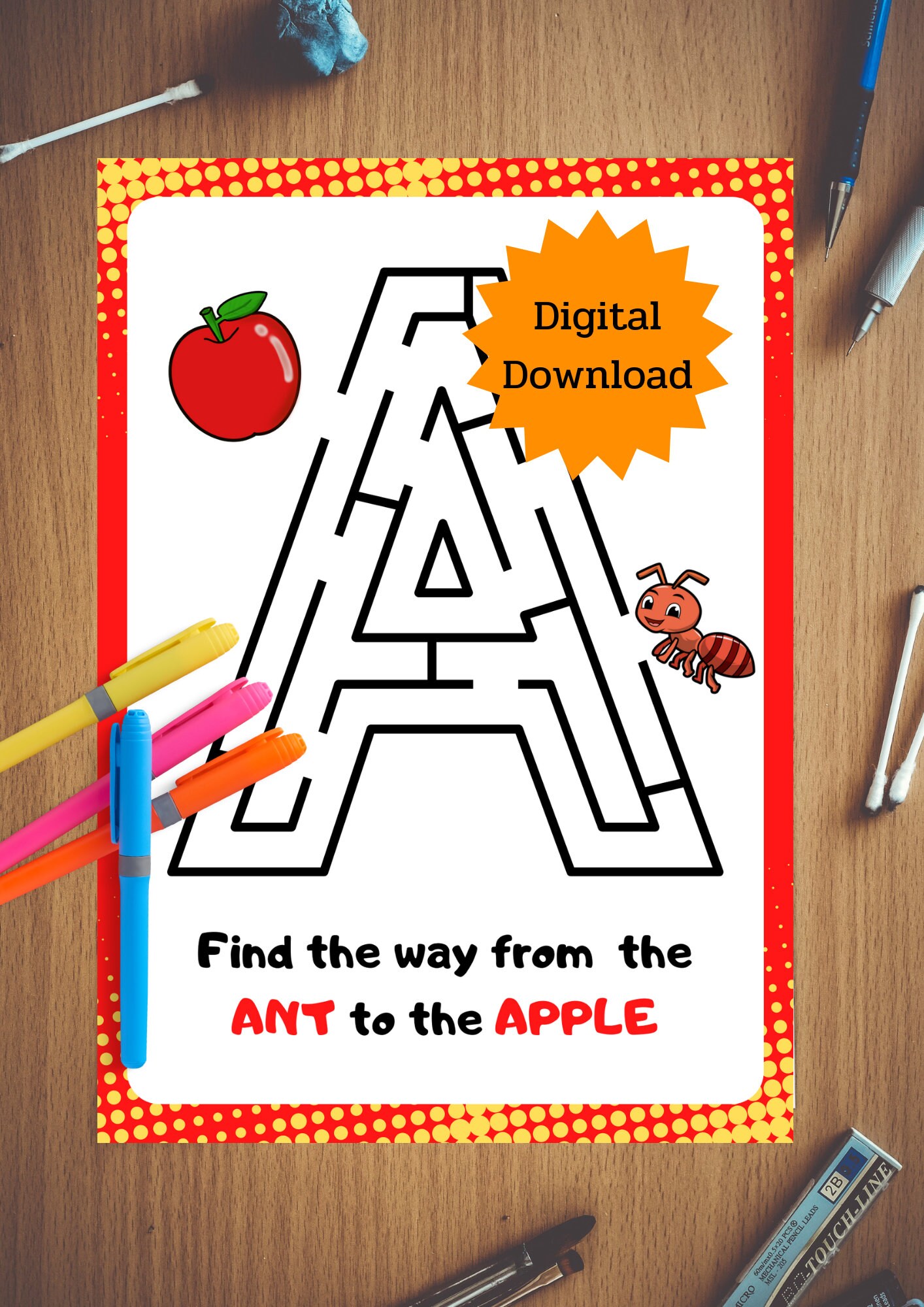 A-Z Alphabet Maze Pages Digital Download Kids Maze Activity Pages, Kids ...