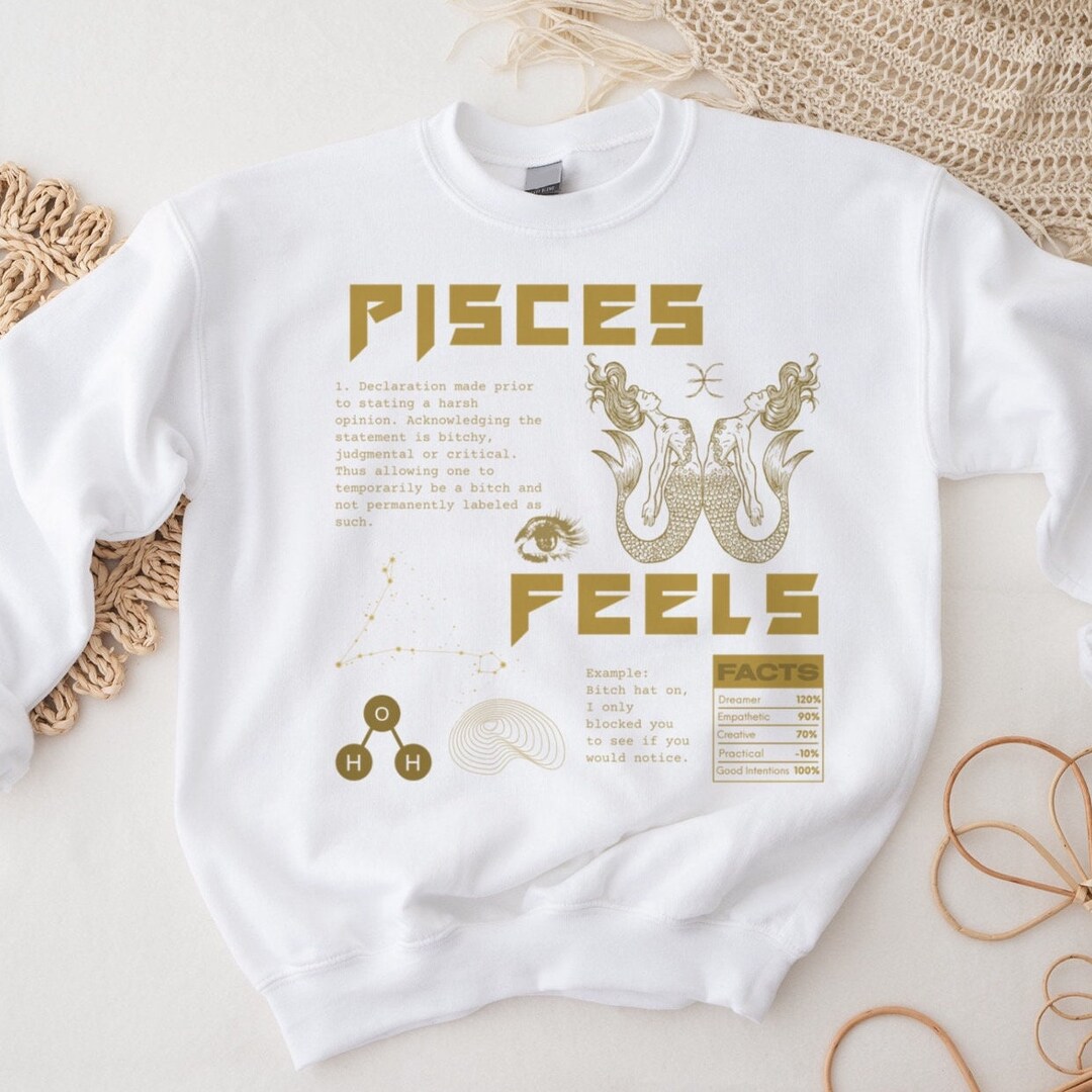 Pisces Sweatshirt Astrology Apparel Zodiac Sign Pisces Sweatshirt Unique Pisces Design Clever ...