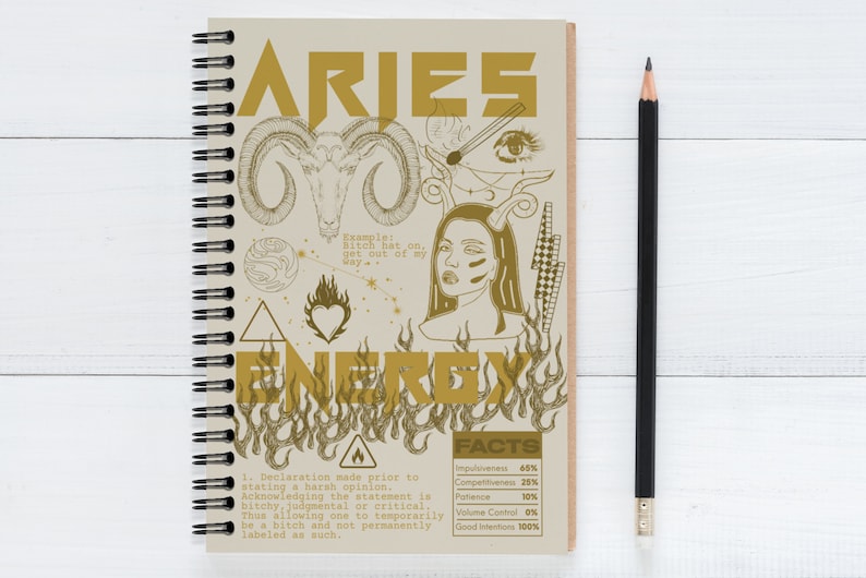 Aries Zodiac Notebook, Star Sign Notebook, Zodiac Journal, Star Sign ...