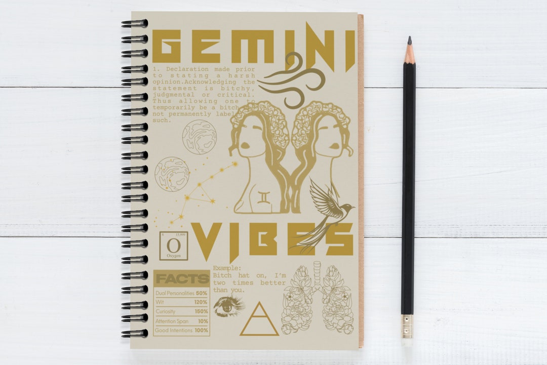 Gemini Zodiac Notebook, Star Sign Notebook, Zodiac Journal, Star Sign ...