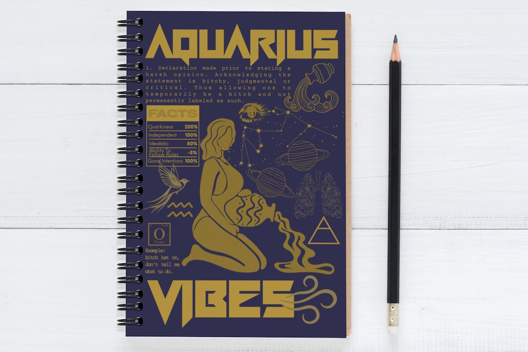 Aquarius Zodiac Notebook, Star Sign Notebook, Zodiac Journal, Star Sign ...