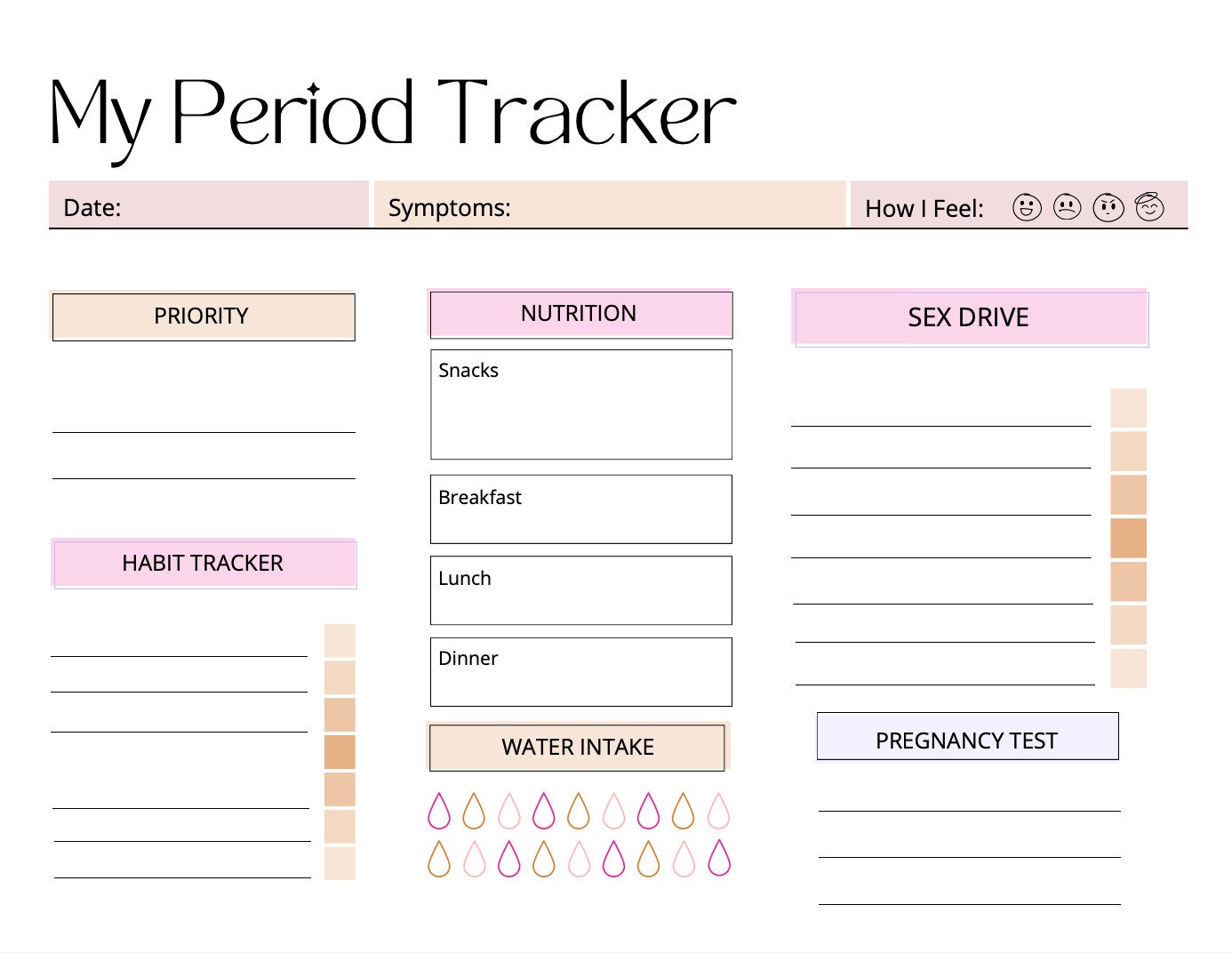 Period Tracker and Journal Menstruation Tracker Women Period Tracker ...