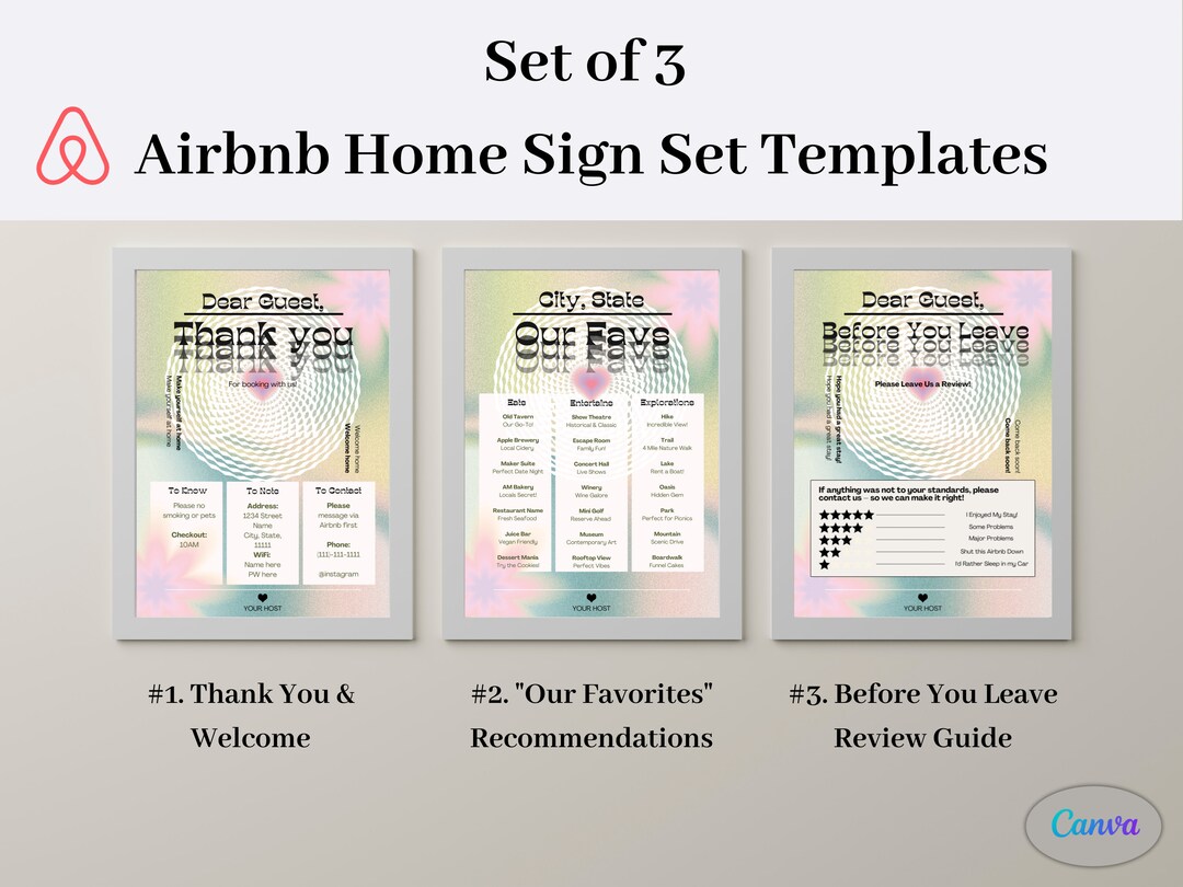 FAINT DISCO Editable Airbnb Sign Templates (welcome/thank You, Our ...