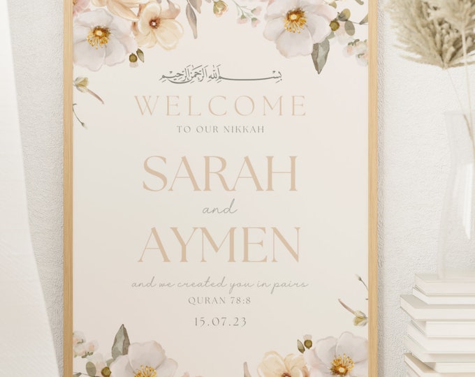 SET OF 4 Custom Nikkah Welcome Sign | Islamic Wedding Sign | Nikkah ...
