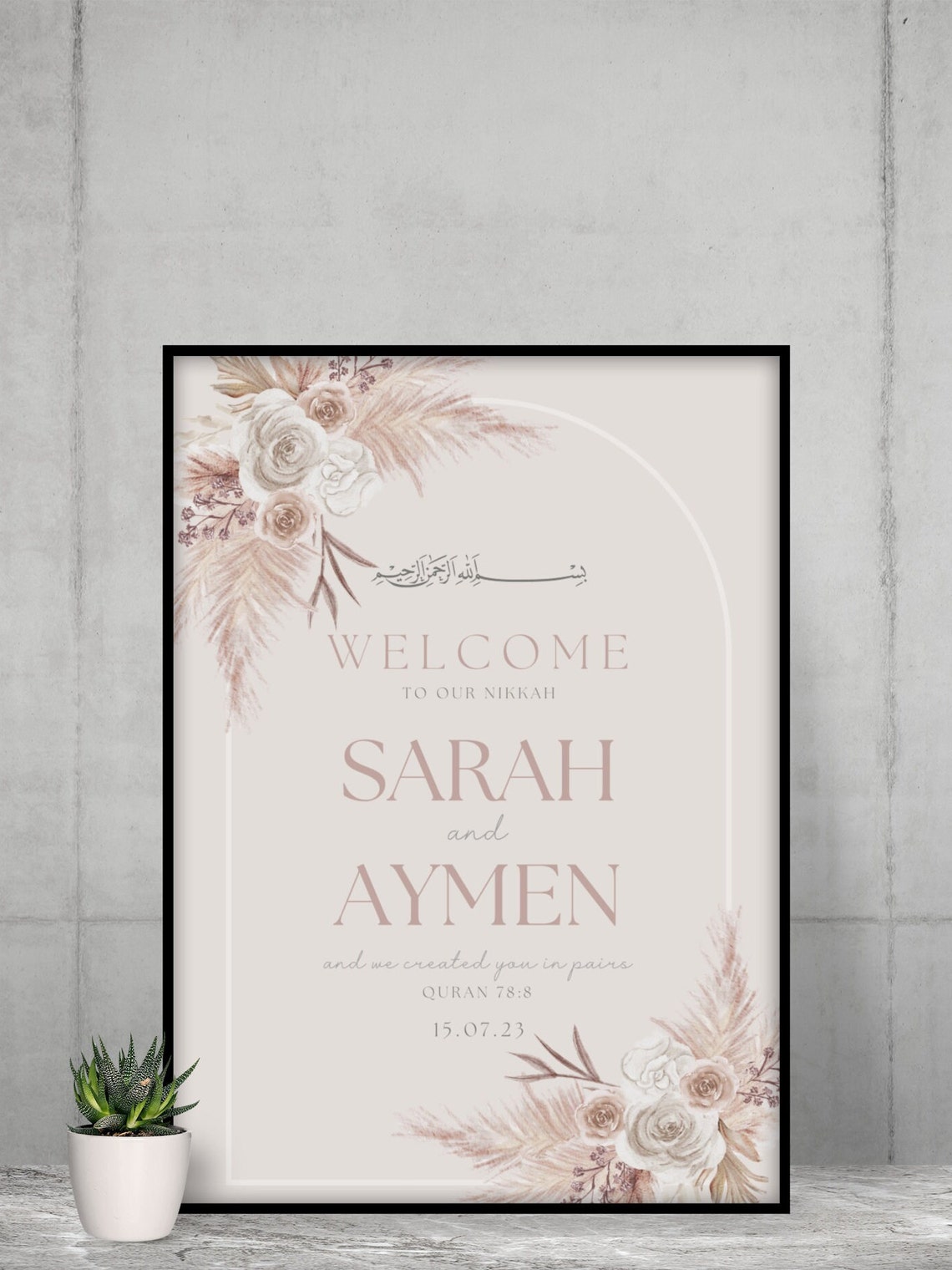 SET OF 4 Custom Nikkah Welcome Sign Islamic Wedding Sign Nikkah Wedding ...