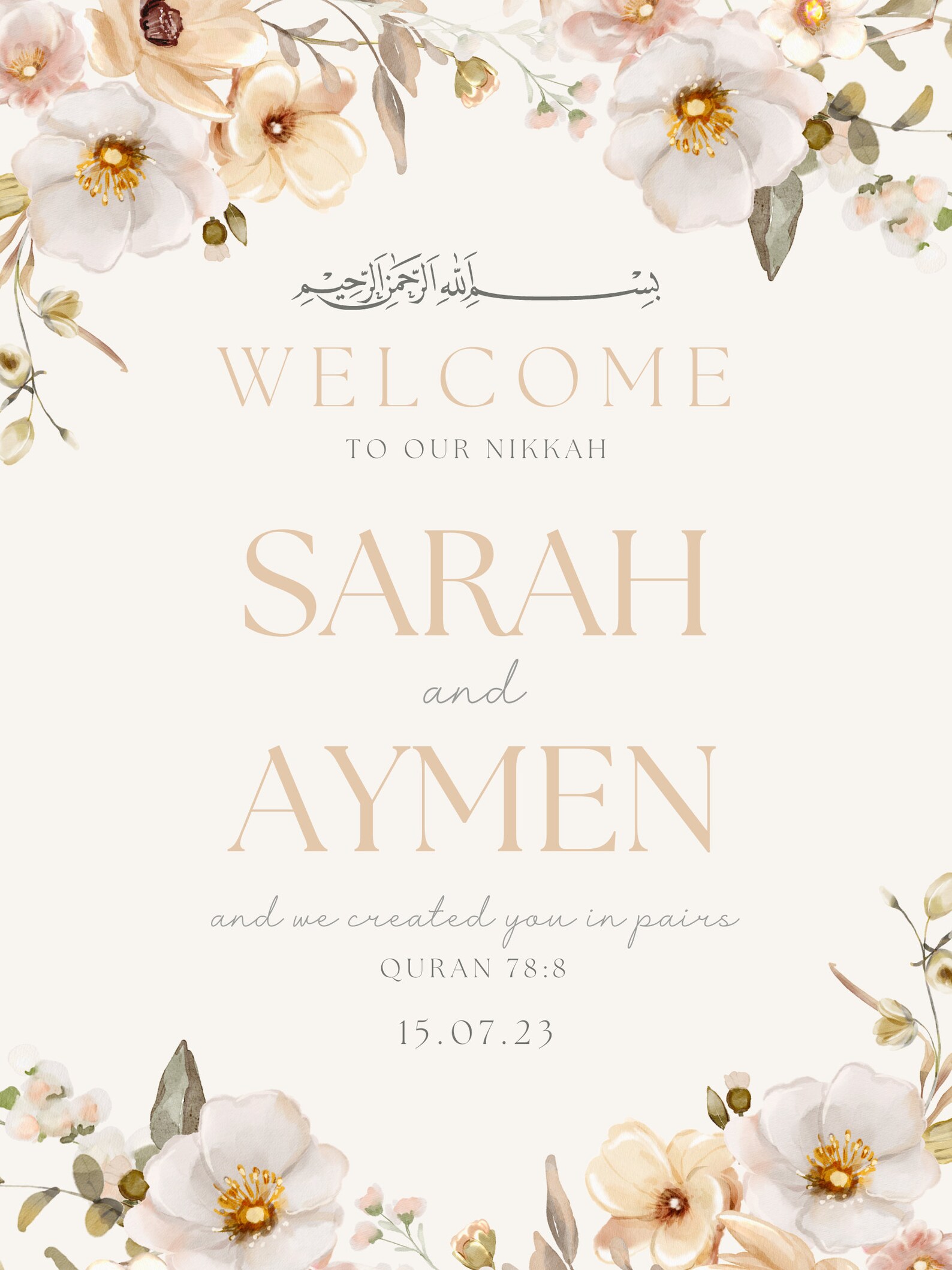 EDITABLE Nikkah Welcome Sign | Islamic Wedding Sign | Nikkah Wedding ...