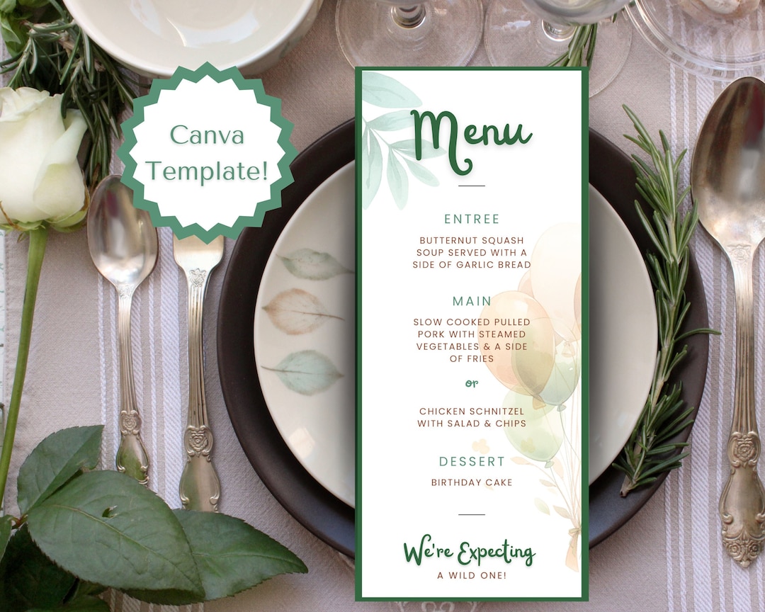 Jungle Safari Baby Food Menu Canva Template Instant - Etsy