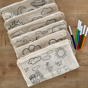 Kids Coloring Tote Bag/craft Activity/colour Your Own Canvas Bag/tore ...