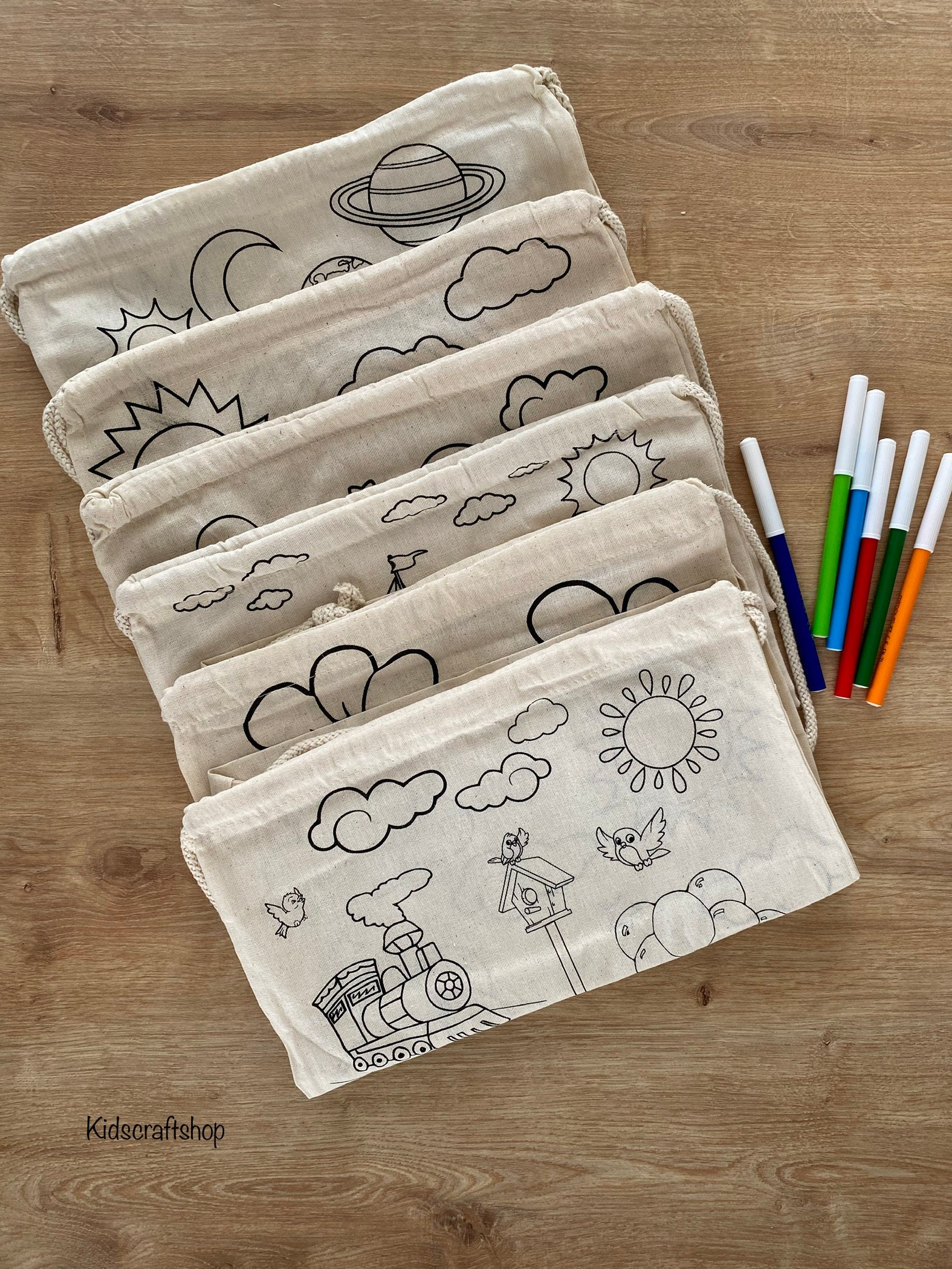 Kids Coloring Tote Bag/craft Activity/colour Your Own Canvas Bag/tore ...