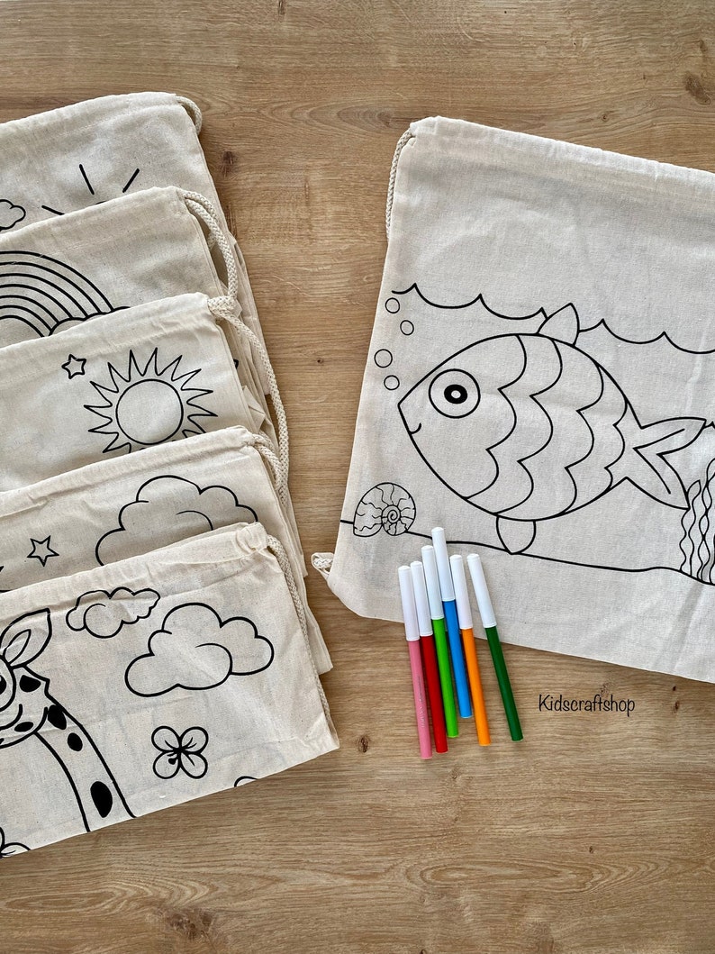 Color Your Own Bag/tote Bag Coloring Activity/kids Activites/kids Art ...