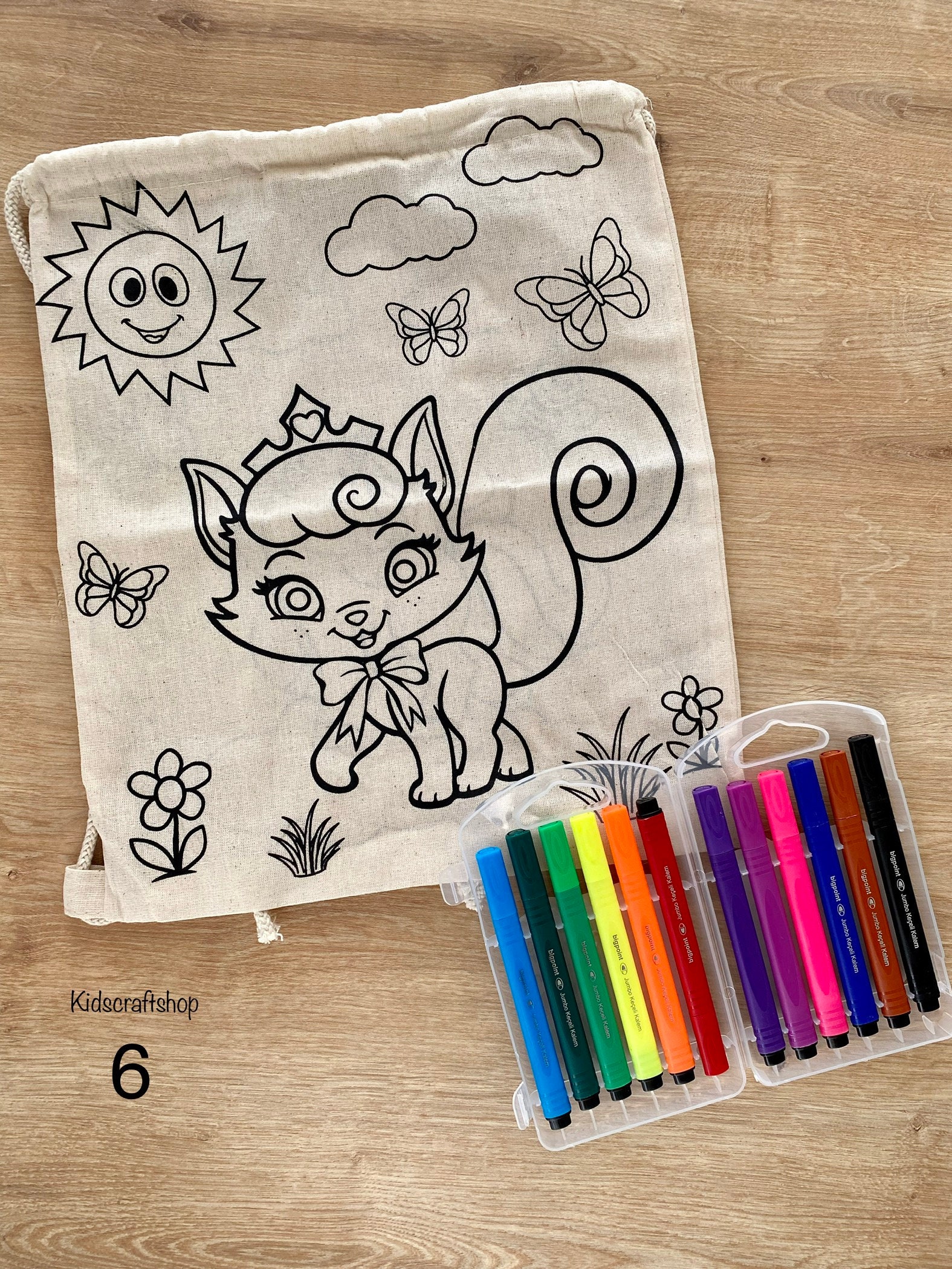 Kids Coloring Tote Bag/craft Activity/colour Your Own Canvas Bag/tore ...