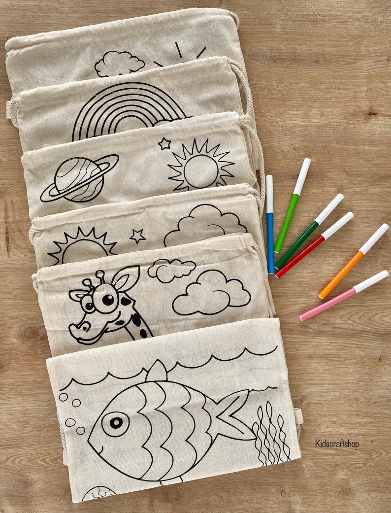 Color Your Own Bag/tote Bag Coloring Activity/kids Activites/kids Art ...