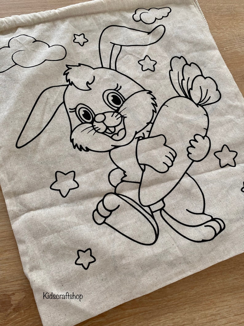 Kids Coloring Tote Bag/craft Activity/colour Your Own Canvas Bag/tore ...