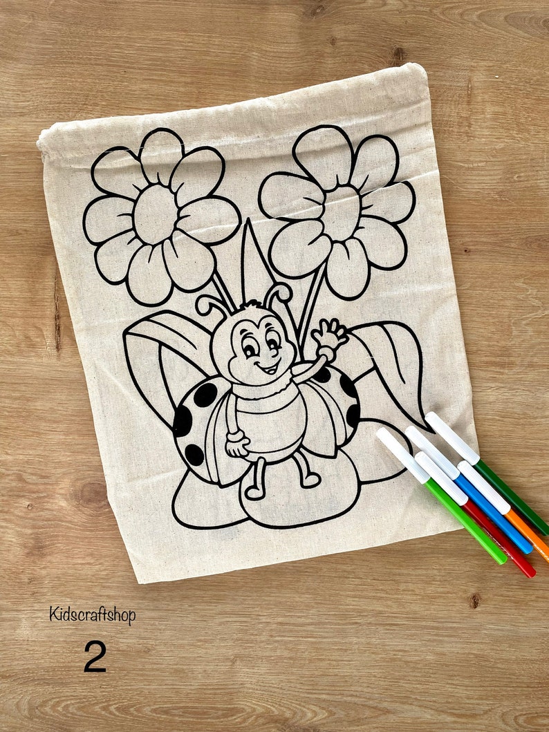 Kids Coloring Tote Bag/craft Activity/colour Your Own Canvas Bag/tore ...