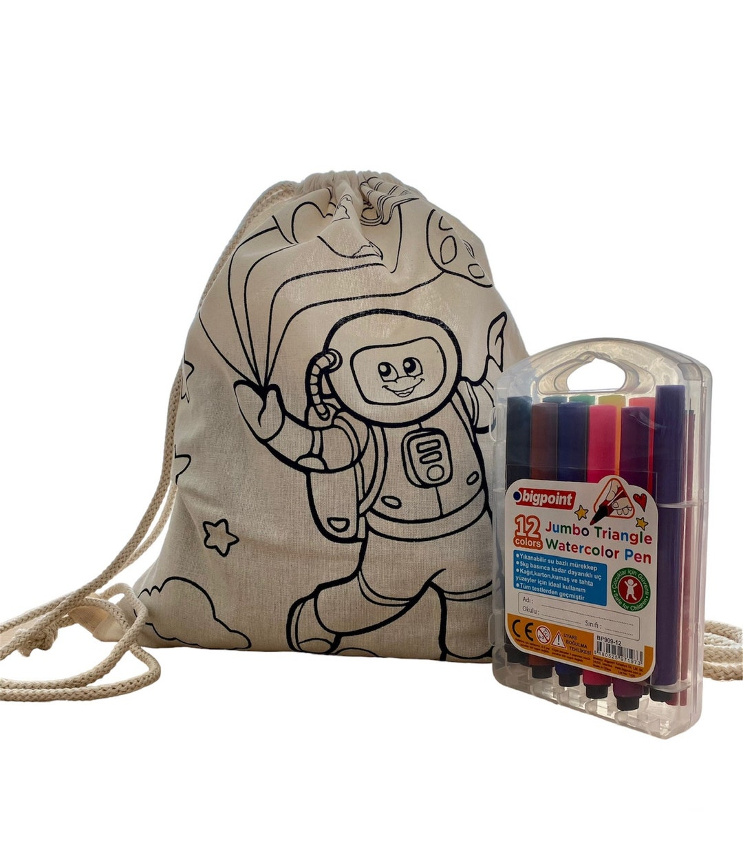 Kids Coloring Tote Bag/craft Activity/colour Your Own Canvas Bag/tore ...