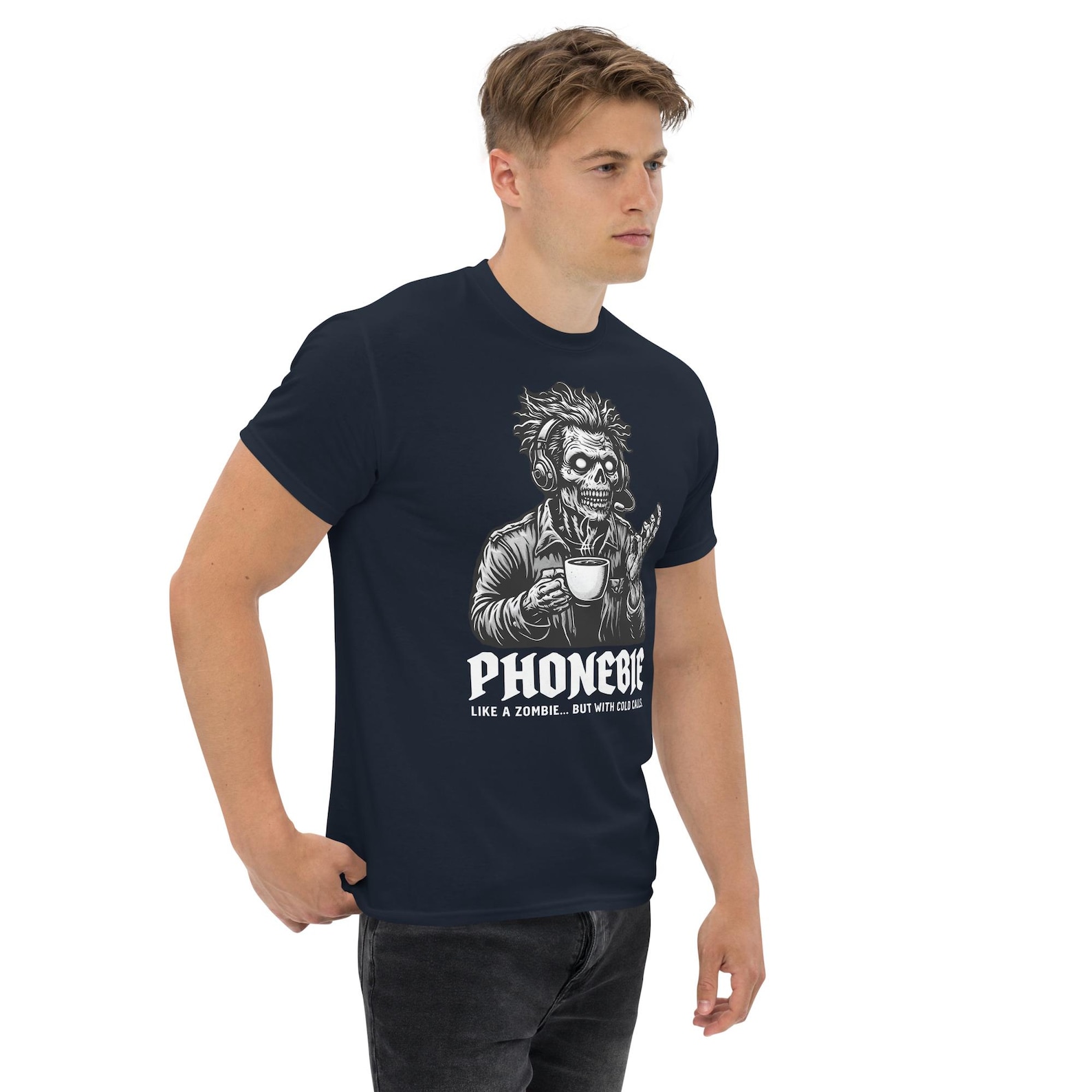 Phonebie Cold Calling Zombie Shirt – Funny Sales & Halloween Tee ...