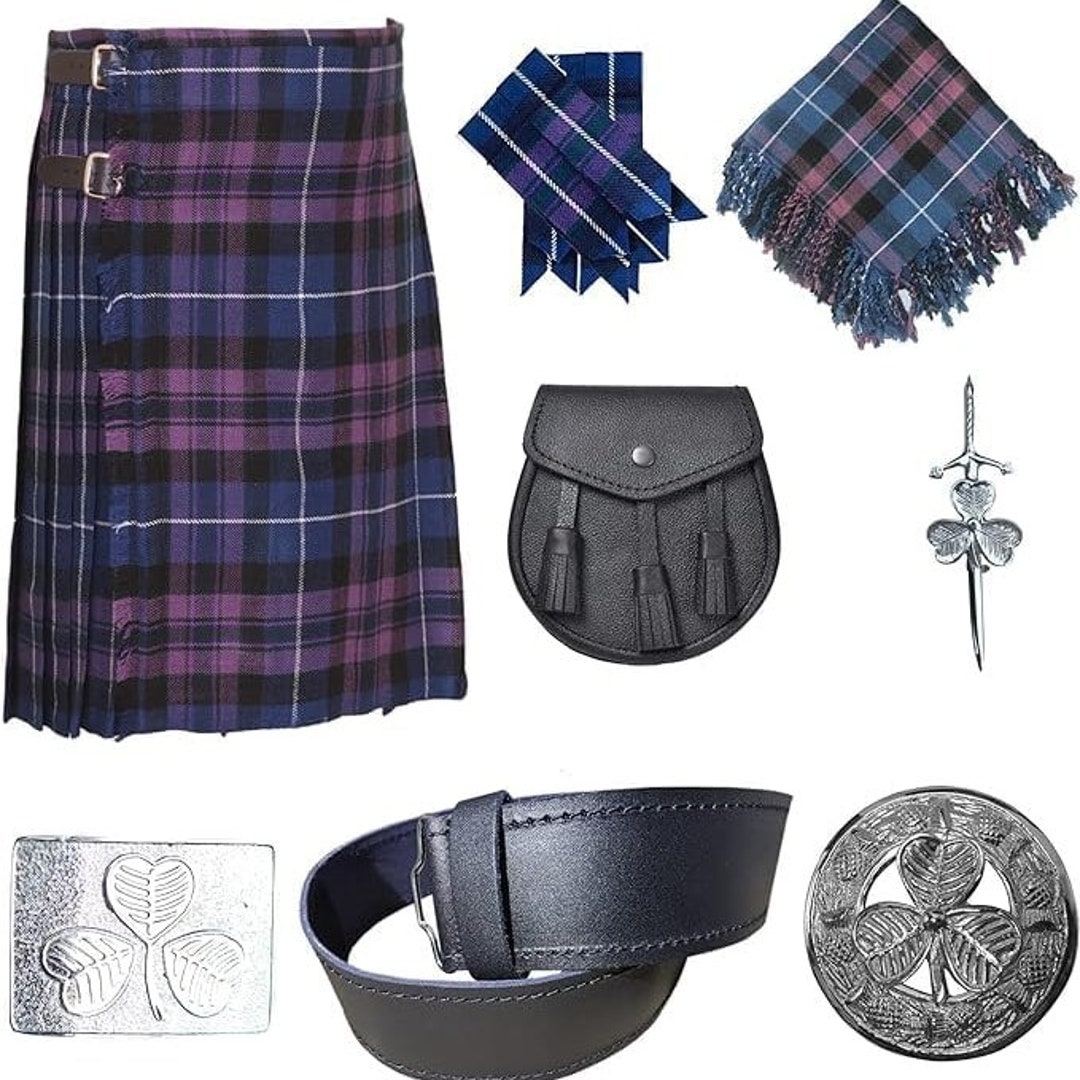 Men's Wedding Kilt Costume Featuring a Scottish Welsh Dragon Design and ...