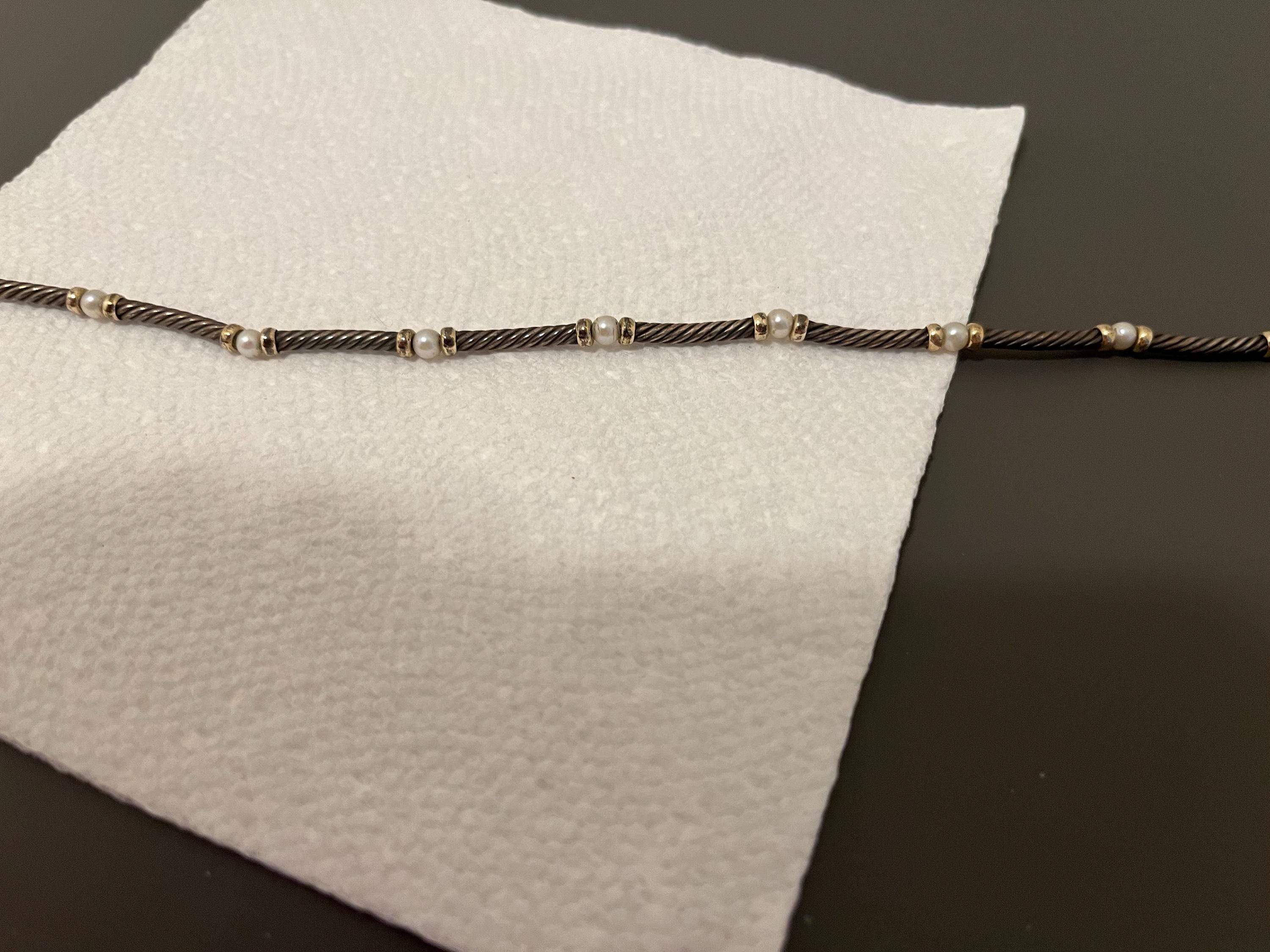 David Yurman Hampton 585 14K Gold 925 Sterling Silver Choker Pearl ...