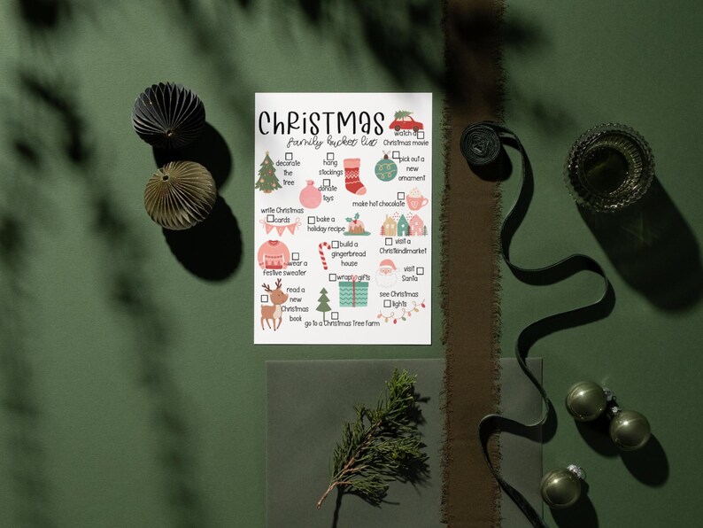 Printable Christmas Family Bucket List - Holiday Traditions Activity ...