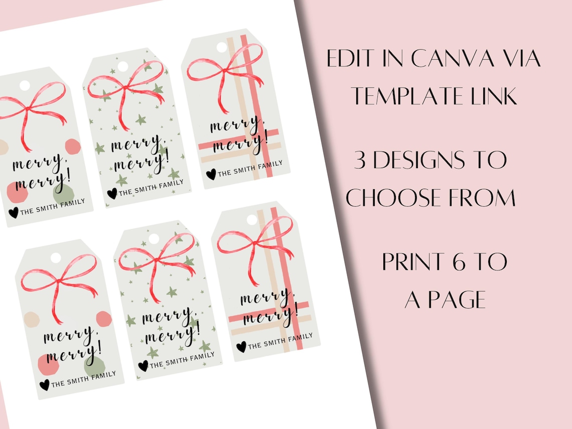 Editable Christmas Gift Tags, Printable Gift Tags, Holiday Gift Tags ...