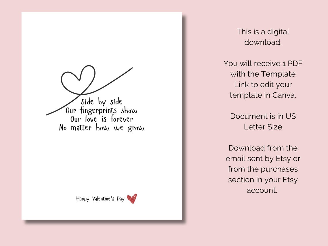 Fingerprint Heart Valentine Card: DIY Keepsake Gift (digital Download ...