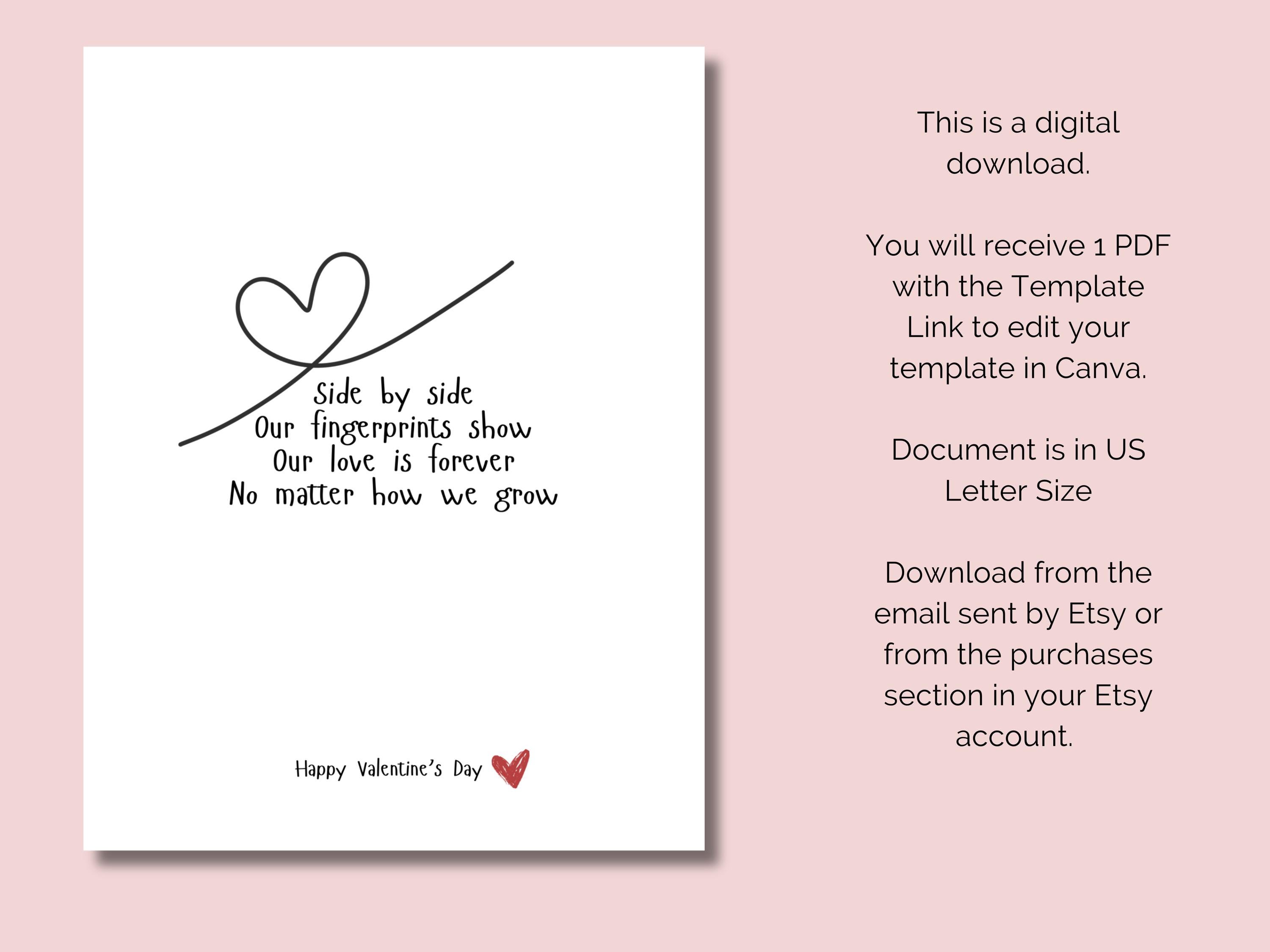 Fingerprint Keepsake Valentine Card | Mommy and Me, Sibling Gift for ...