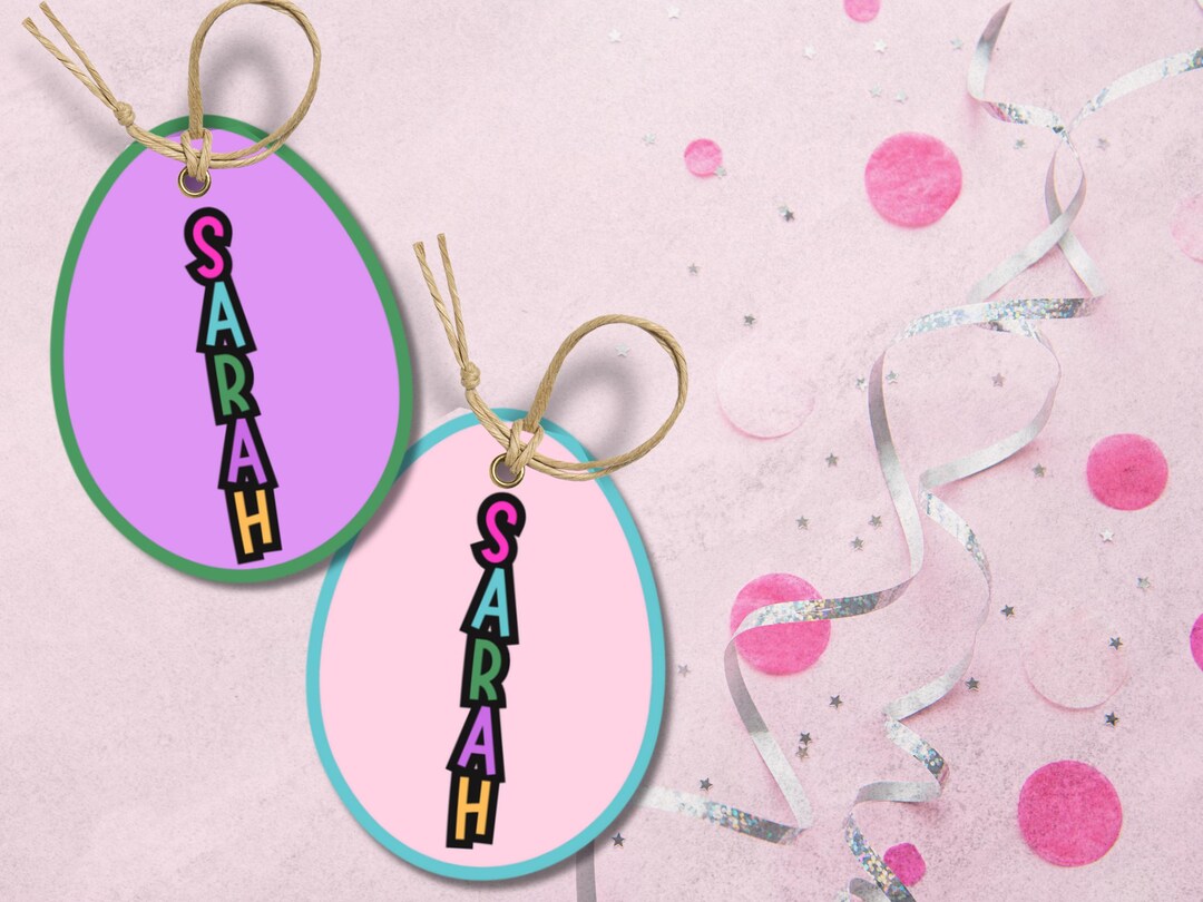 Editable Easter Egg Gift Tag - Easter Basket Name Tag - Bright Spring ...