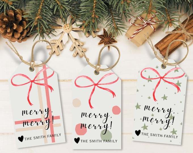 Editable Christmas Gift Tags, Printable Gift Tags, Holiday Gift Tags ...