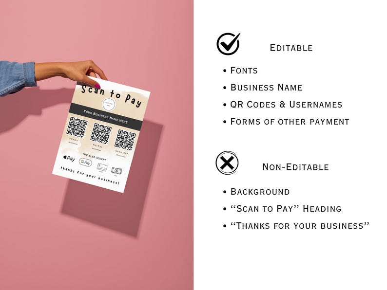 Scan to Pay, Editable Scan to Pay, QR Code Payment Template, Editable ...