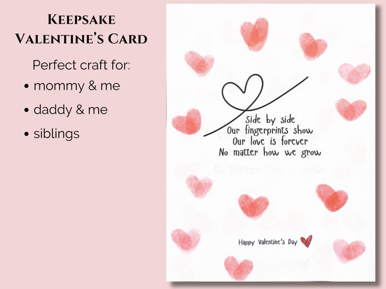 Fingerprint Keepsake Valentine Card | Mommy and Me, Sibling Gift for ...