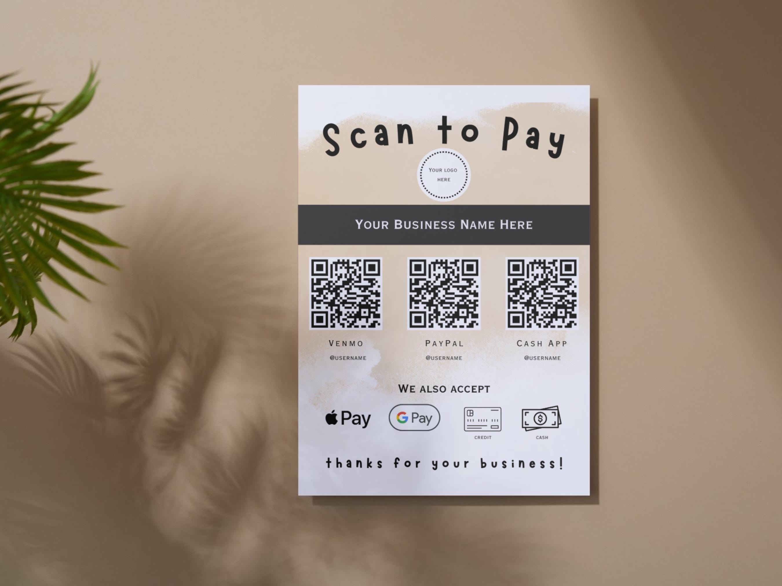 Scan to Pay, Editable Scan to Pay, QR Code Payment Template, Editable ...