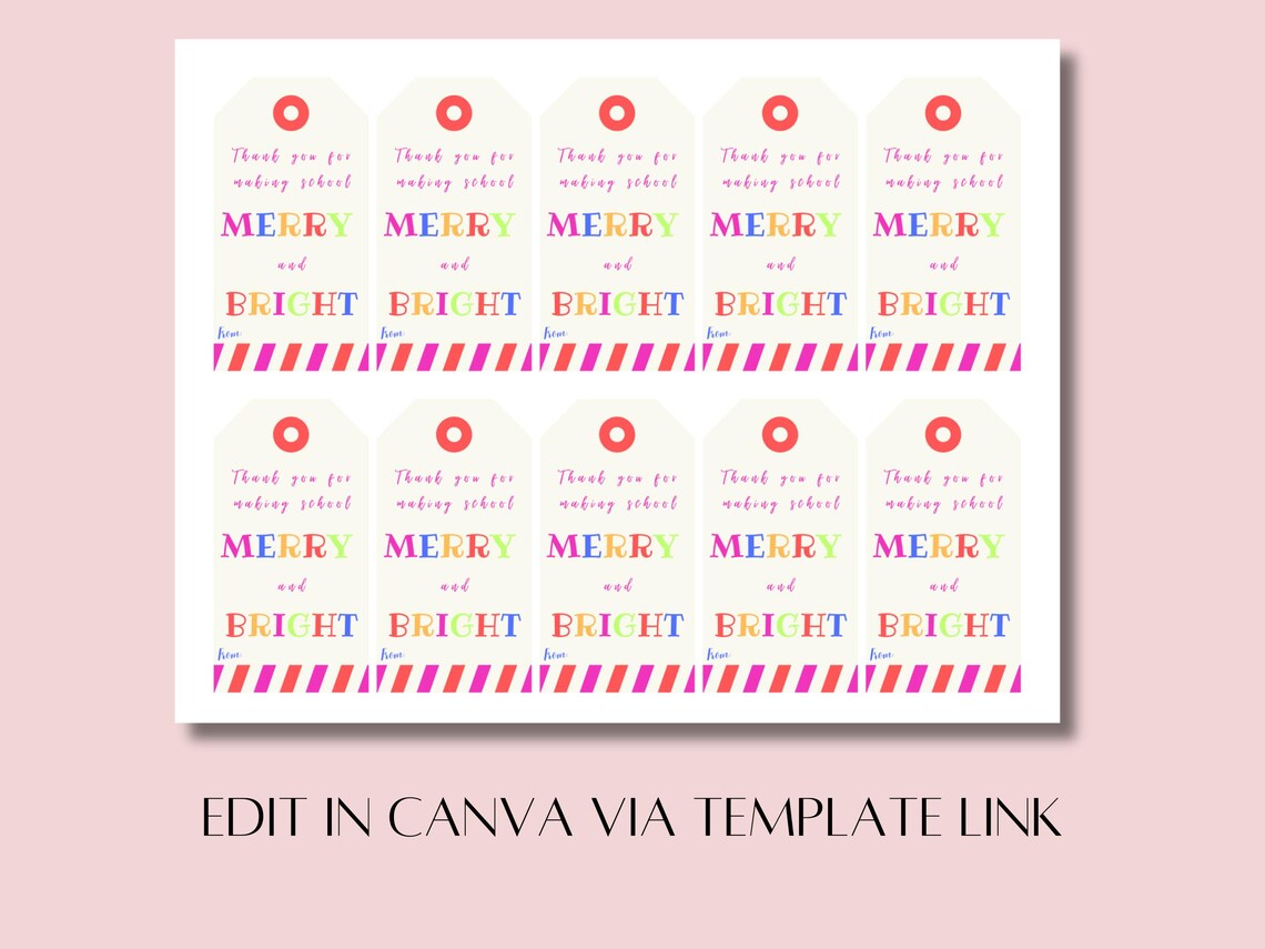 Printable & Editable Christmas Gift Tags for Teachers –gift Tags From ...